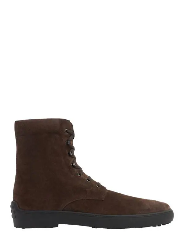 TOD'S Suede Lace-up Boots With Rubber Sole - Black