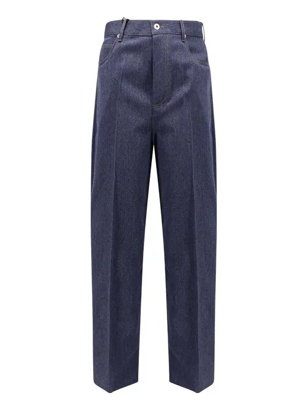 Bottega Veneta Wide-leg Jeans With Logo Patch - Indigo