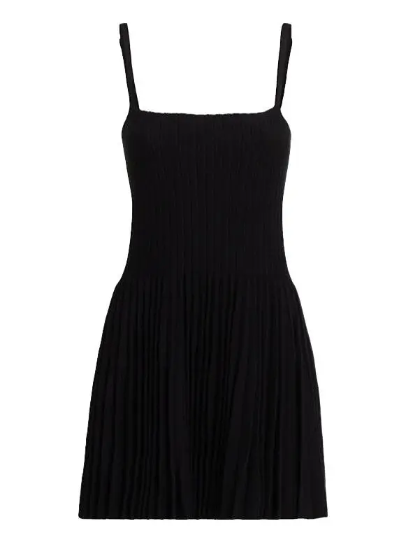 Magda Butrym Cotton Mini Dress With Pleated Skirt - Black