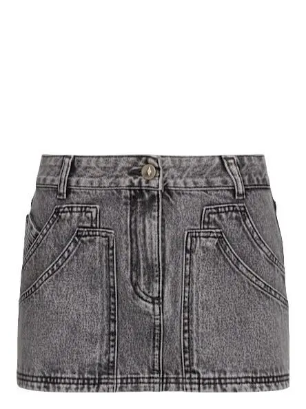 Attico Denim Waist Loop Skirt - Black