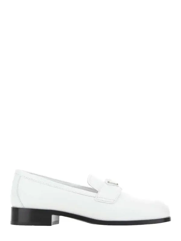 Prada Logo Plaque Slip-on Loafers - White