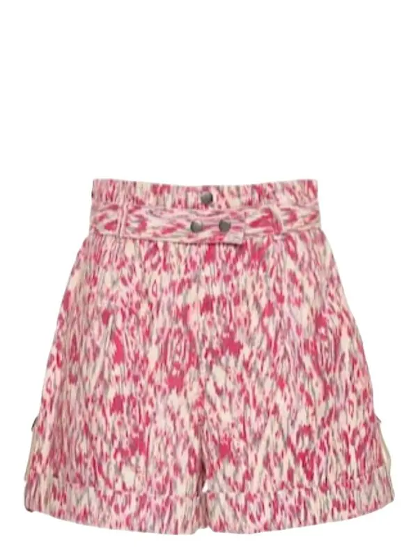 Isabel Marant Étoile Printed High-waisted Belted Shorts - Pink