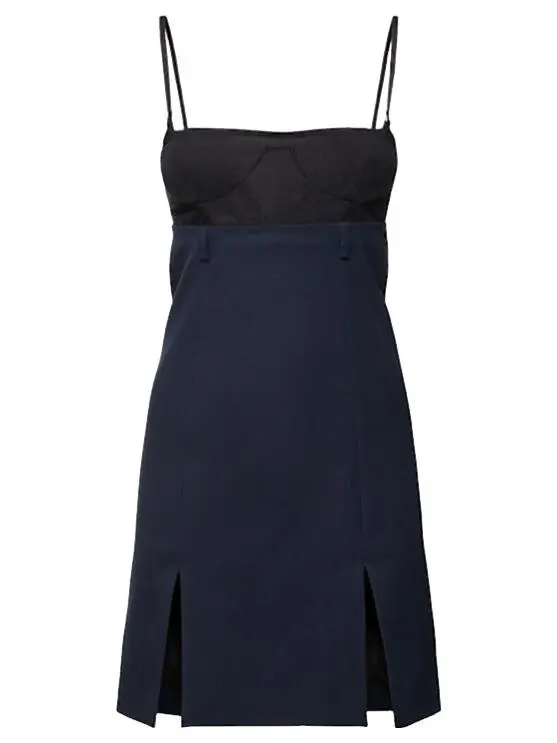 Attico Gabardine Mini Dress - Navy Blue