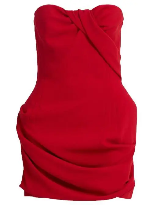 Magda Butrym Strapless Wool Blend Mini Dress - Red