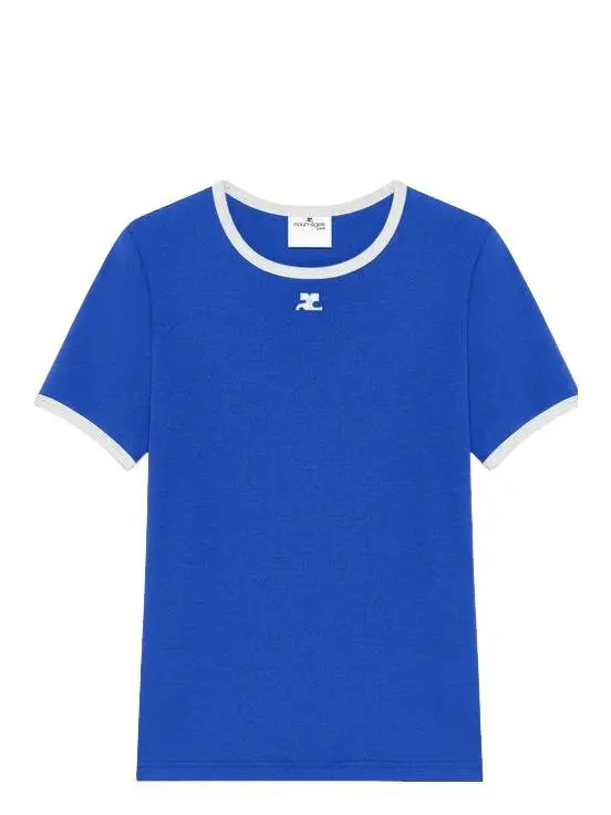 COURREGES Courrèges Contrast Trim T-shirt - Saphir / Pearl