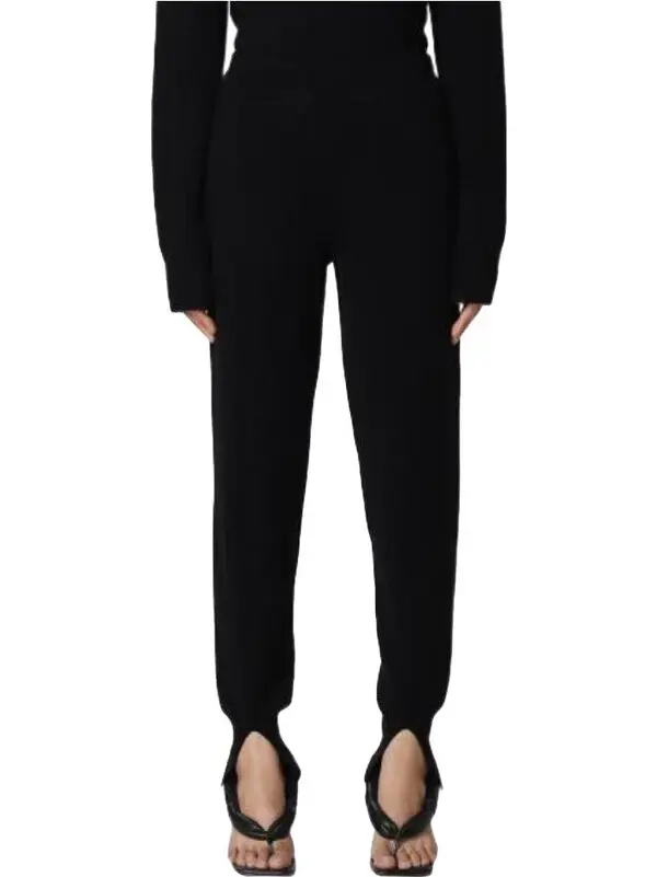 Theory Cashmere Knitted Trousers With Elastic Waist And Forked Leg Detail - Black