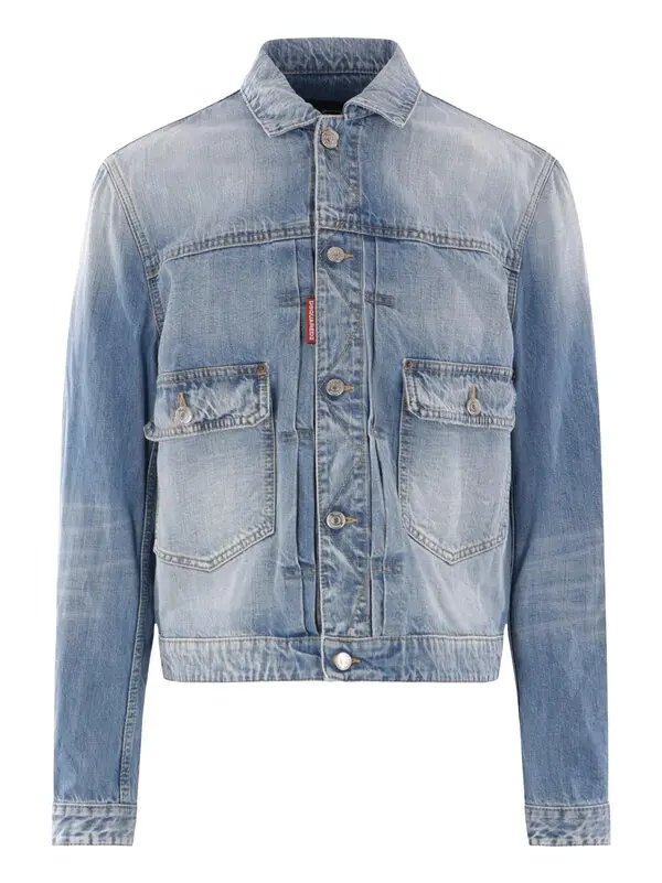 Dsquared2 Heritage Buttoned Denim Jacket - Light Blue
