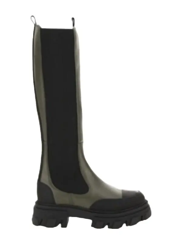 GANNI Knee-length Chelsea Boots - Khaki Green