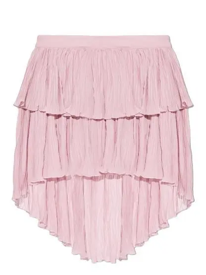 Blumarine Pleated Georgette Ruffle Skirt - Pink