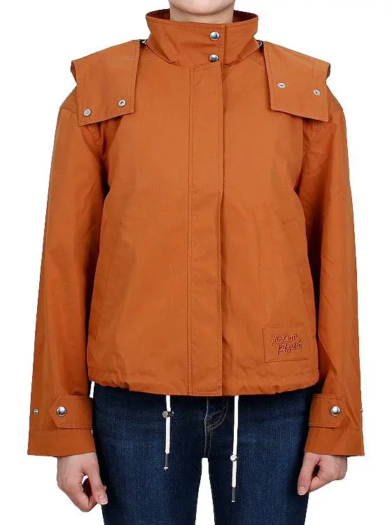 Maison Kitsuné Long Sleeve Hooded Jacket With Letter Detail - Brown