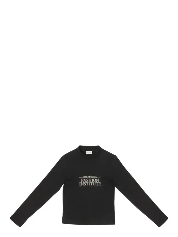 Balenciaga Fashion Institute Fitted Long Sleeve T-shirt - Black