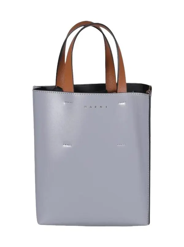 Marni Museo Mini Bag In Grey And Purple Leather - Gray