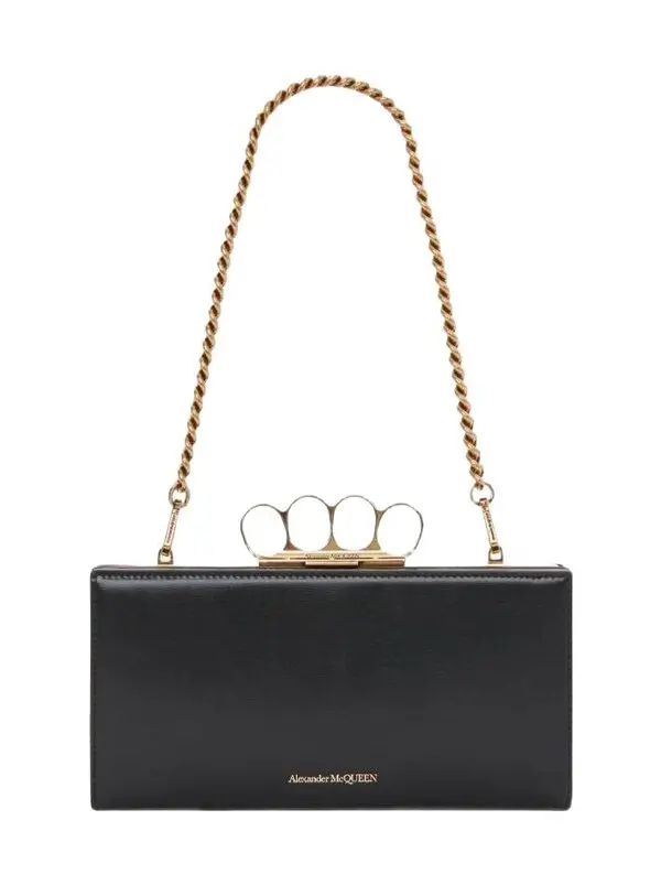 Alexander McQueen Four-ring Detail Clutch Bag - Black