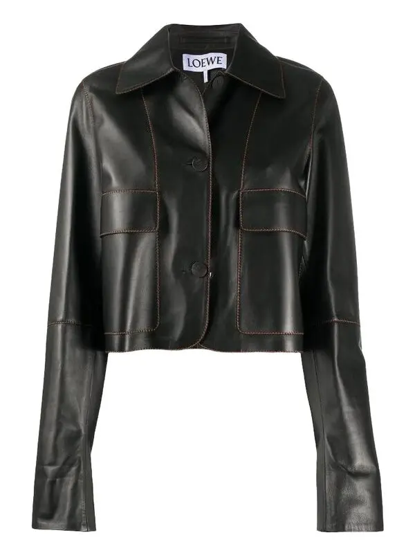 Loewe Nappa Leather Button Jacket - Black