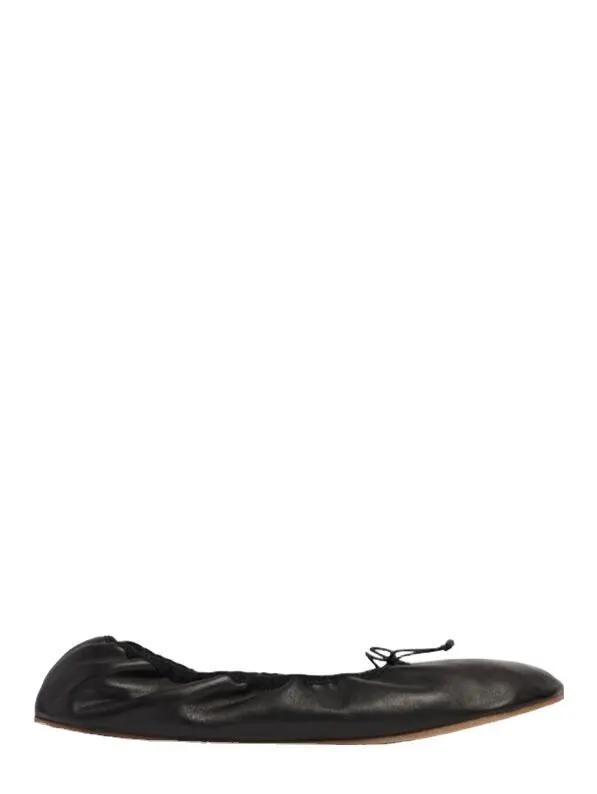 THE ROW Round Ballet Leather Flats - Black