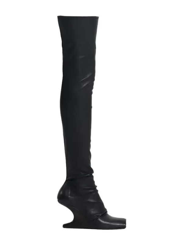 Rick Owens 80mm Cantilever Leather Sock Boots - Black