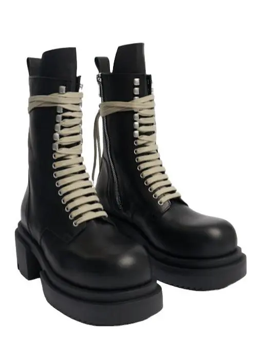 Rick Owens Lace-up Leather Boots - Black