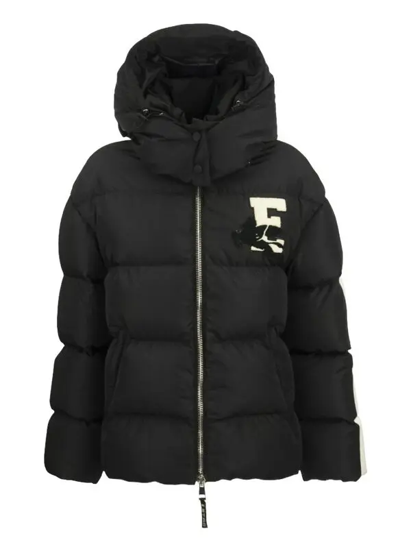 Etro Colour Block Down Jacket With Logo - Black