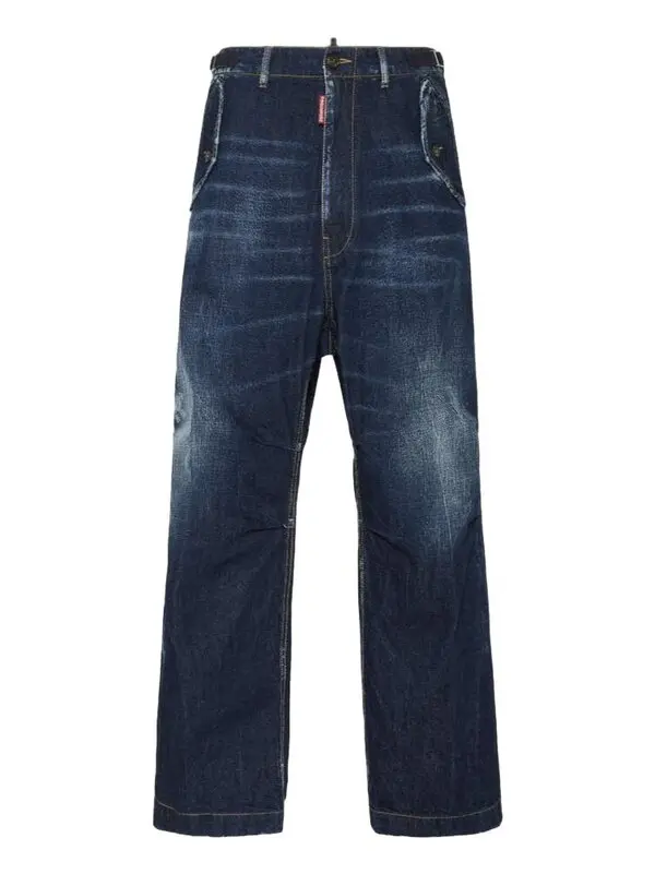 Dsquared2 Wide-leg Utility Denim Pants - Blue