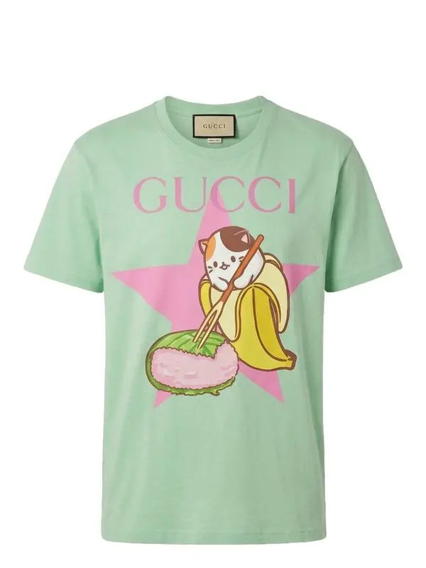 Gucci Bananya' Logo Print Cotton T-shirt - Green