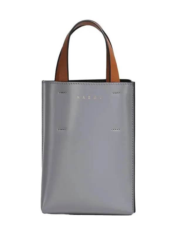 Marni Museo Nano Bag In Grey And Purple Leather - Gray