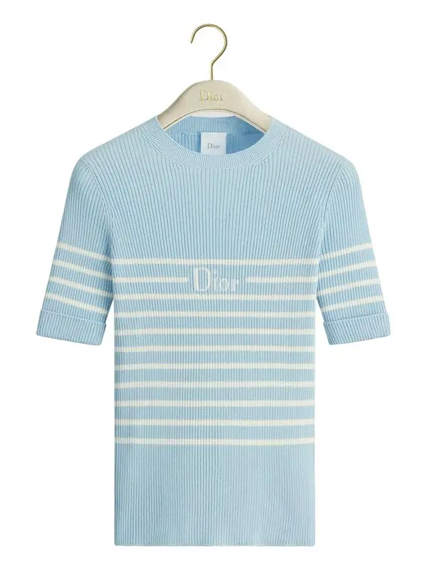 Dior Riviera Short-sleeved Fitted Sweater - Blue