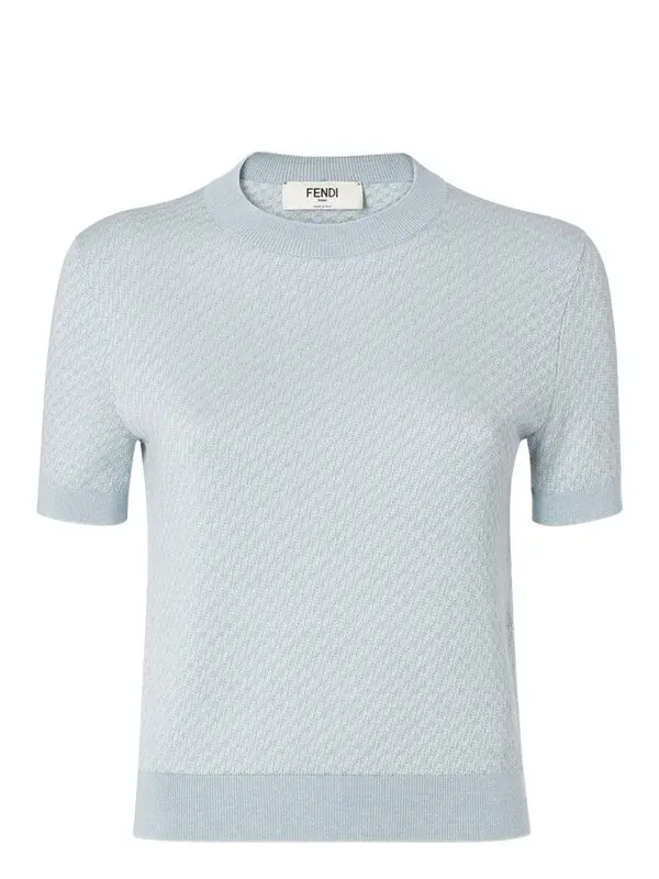 Fendi Short Sleeved Crewneck Knitted Jumper - Light Blue