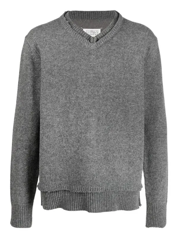 MAISON MARGIELA Four-stitch V-neck Jumper - Gray