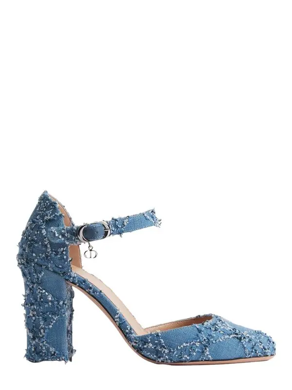 Dior Mary Jane Pumps With Cd Logo Buckle - Blue And White