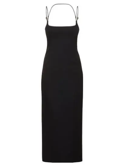 Attico Sleeveless Forked Detail Dress - Black