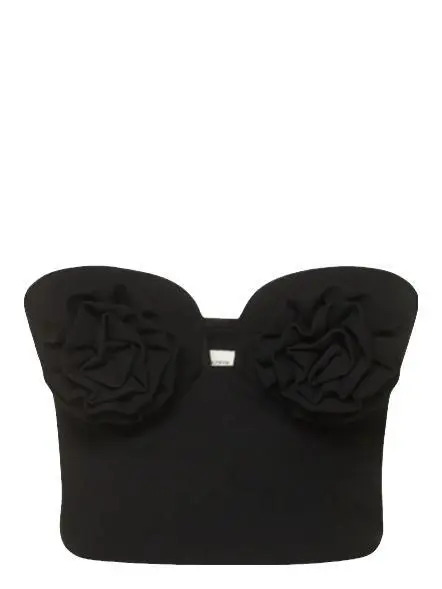 Magda Butrym Crepe Bustier With 3d Floral Appliques - Black