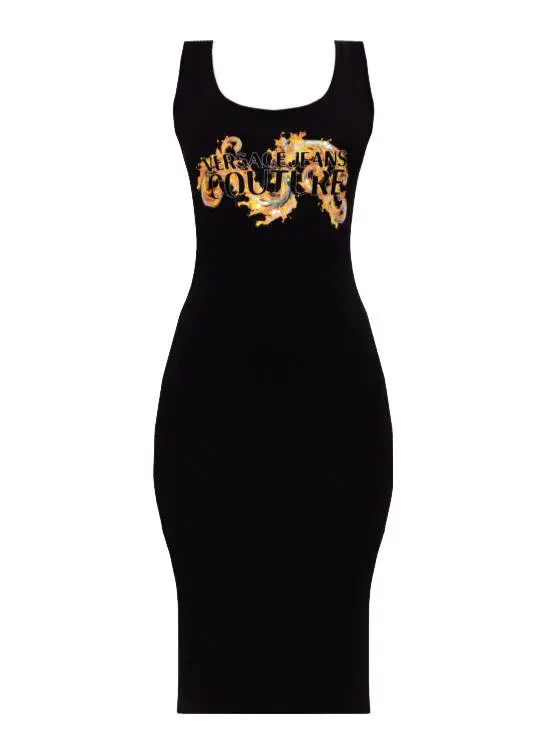 Versace Baroque Logo Bodycon Dress - Black