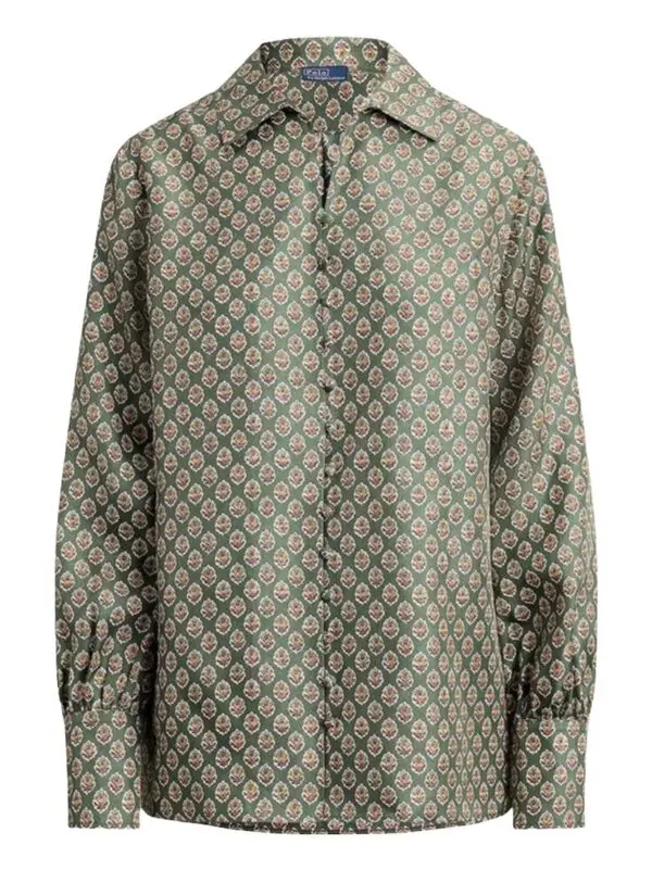Polo Ralph Lauren Jacquard Printed Long-sleeved Shirt - Gray