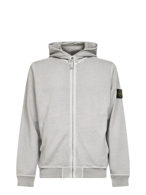 Stone Island Logo Patch Zip-up Hoodie - White