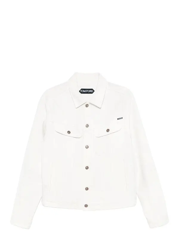 TOM FORD Logo Patch Buttoned Denim Jacket - White
