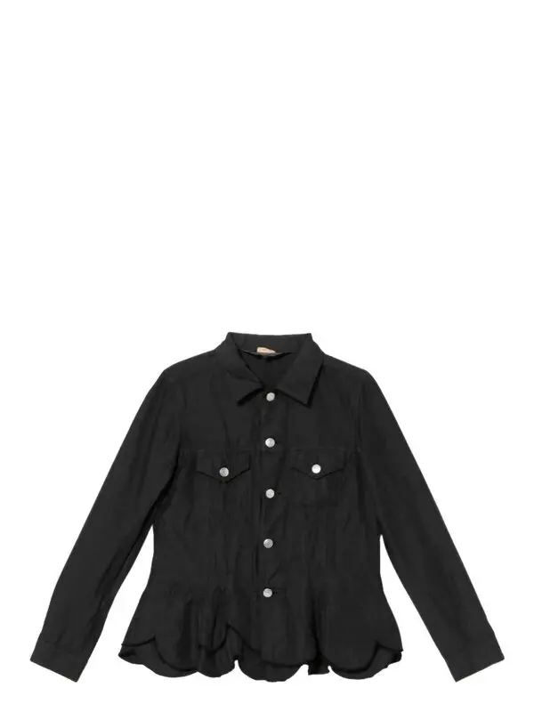 Comme Des Garçons Long Sleeve Jacket With Layered Wavy Hem - Black