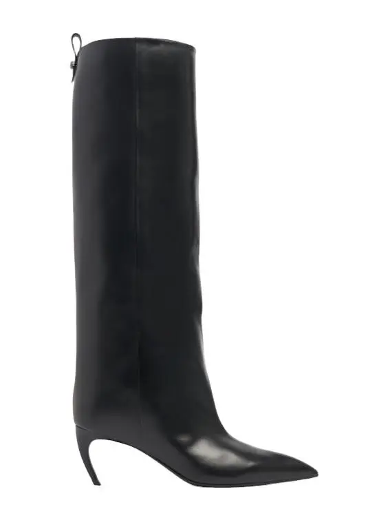 Attico 65mm Heeled Leather High Boots - Black