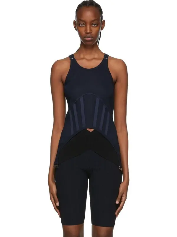 DION LEE Navy Corset Tank Top - Multicolor