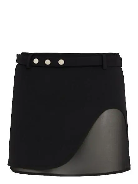 Attico Belted Viscose Blend Mini Skirt - Black