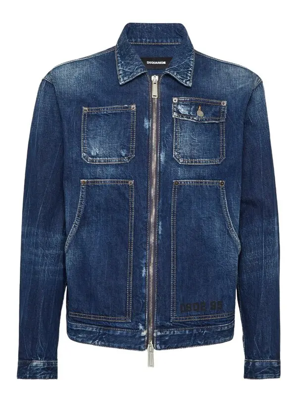 Dsquared2 Carpenter Distressed Denim Jacket - Navy
