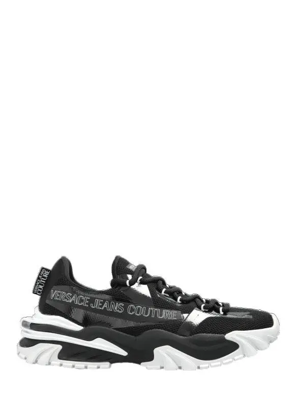 Versace Logo Print Low-top Sneakers - Black