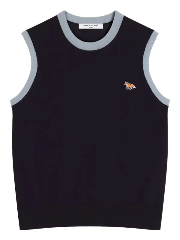 Maison Kitsuné Baby Fox Patch Knitted Top - Navy Blue