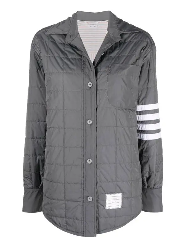 Thom Browne Quilted Shirt Down Jacket - Medium Gray