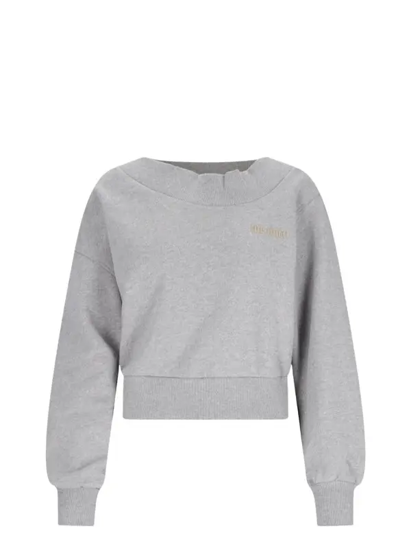 Attico Logo Detailed Cut-out Knit Sweatshirt - Grey