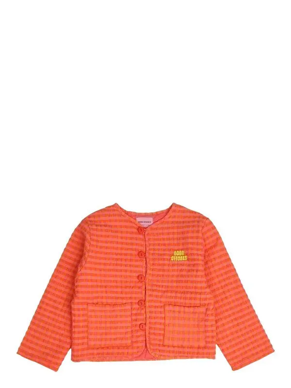 BOBO CHOSES Vichy Padded Jacket With Embroidered Logo - Lava Orange