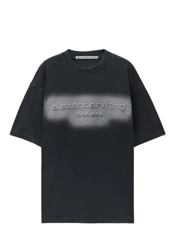 Alexander Wang Oversized Logo Embossed Crewneck T-shirt - Wash Black