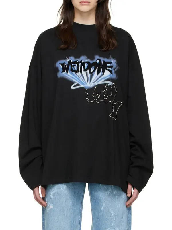 We11Done Logo Details Long-sleeved T-shirt - Black