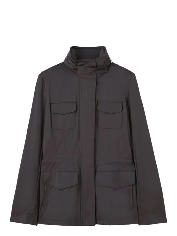 Loro Piana High-neck Casual Jacket With Drawstring Waist - Onyx