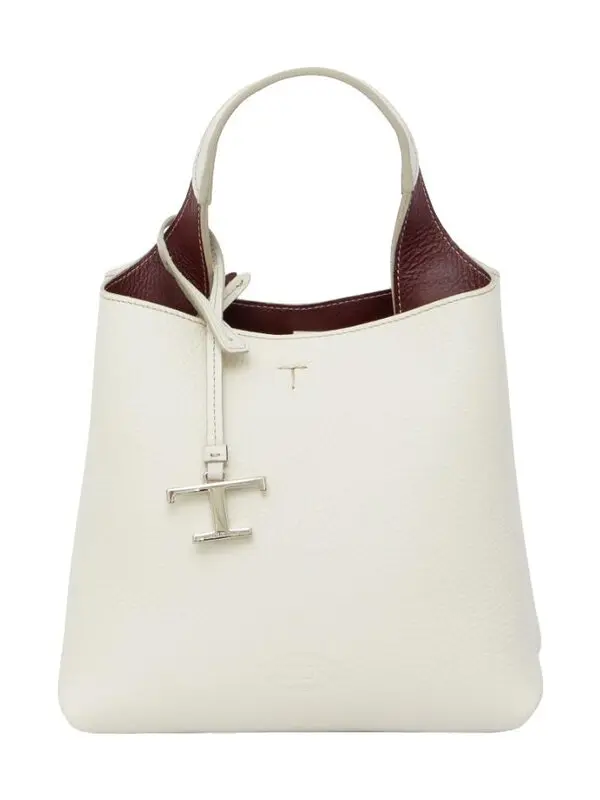 TOD'S Timeless Logo Plaque Tote Bag - White