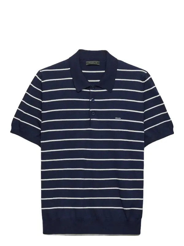 Prada Short-sleeved Striped Cotton Polo Shirt - Black